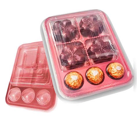 Embalagem P Doces Flip Top C 7 Cavidades Cor Vermelho