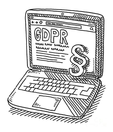 Laptop Computer Data Protection Law Concept English Drawing Drawing By