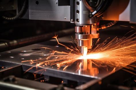Cnc 기계로 금속을 레이저로 자르는 산업 부품 제조를 위한 현대 산업 기술 현대 금속 가공 프리미엄 사진