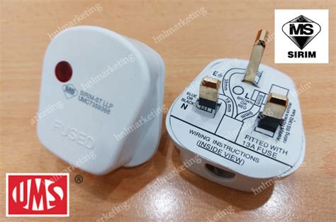 Ums 13a Plug Top With Neon 3 Pin 250v Fused Sirim Malaysia Lazada