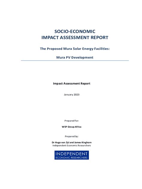 Fillable Online Socio Economic Impact Assessment Scoping Report Fax