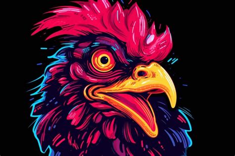Premium Ai Image Cartoon Neon Anime Freaking Out Chicken Outline