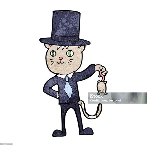 Cartoon Wealthy Cat Dangling A Dead Mouse Stock Illustration Download