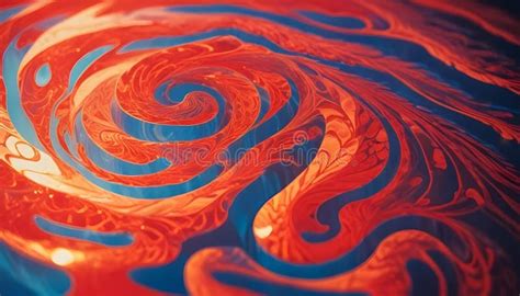 Abstract Swirling Pattern In Shades Of Blue Orange And Red Creating