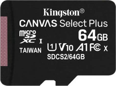Kingston 64GB MicroSDXC Canvas Select Plus Memory Card SDCS2/64GB ...