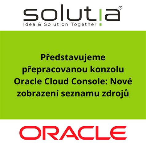 Oracle Cloud Console Solutia S R O