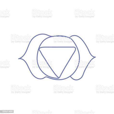 인디고 블루 아즈나 차크라가 한 줄로 그려졌습니다 선형 요가 기호 에너지 기호 균형 불교 힌두교 레이키 영적 성장 난교 벡터