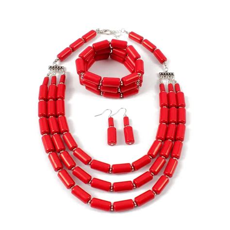 Boho Red Beaded Multilayer Necklace Earrings Bangle Resin Temu Canada
