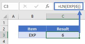 Excel LN Function Calculate Natural Logarithm Log