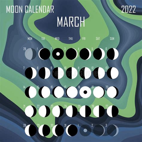 2022年3月 星历设计 规划器 贴纸的地方 月周期规划器模拟 向量例证 插画 包括有 占星 编号 240293541