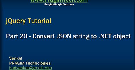 Sql Server Net And C Video Tutorial Convert Json String To Net Object
