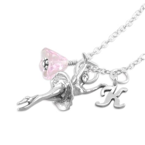 Ballerina Necklace Sterling Silver Dancer Pastel Pink