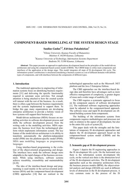 Pdf Component Based Modelling At The System Design Stage