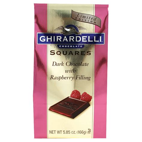Ghirardelli Dark Chocolate Raspberry Squares 532 Oz Bag Nassau Candy