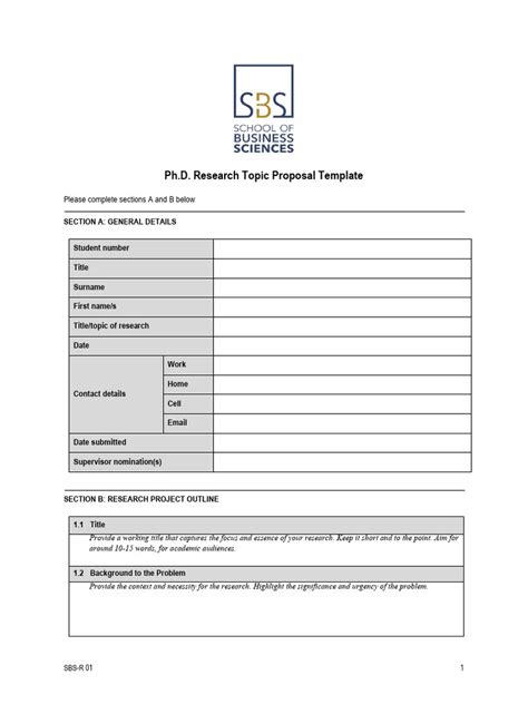 Sbs Phd Research Topic Proposal Template Pdf Theory Methodology