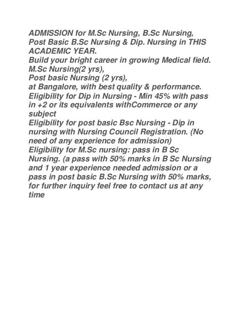 Post Bsc Nursing
