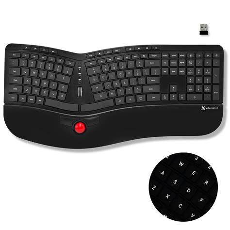 X9 Performance Split Wireless Keyboard With Trackball Rechargeable Backlit Built