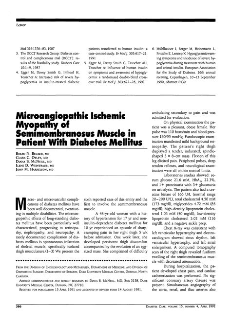 Microangiopathic Ischemic Myopathy Of Semimembranosus Muscle In Patient