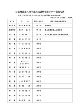 現行役員評議員の名簿 役職 常勤 非常勤 氏名 現職 所属 国家公務員
