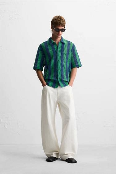 Crochet Textured Shirt Green Zara United States