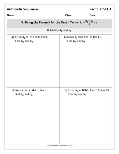Arithmetic Sequences Practicegroup Activity 70 Problems Teaching
