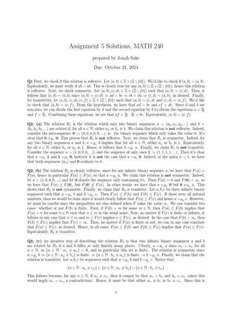 Assignment 5 Solutions 240 Pdf Infinity Sequence