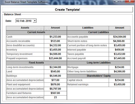 Balance Sheet Template Excel 2010