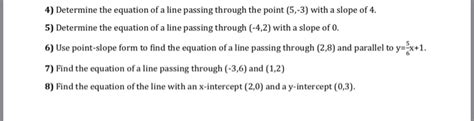 Solved 4 Determine The Equation Of A Line Passing Through