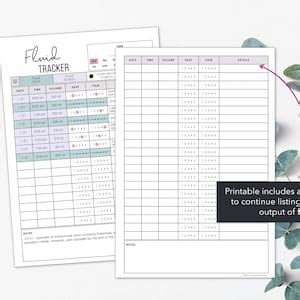 Fluid Input Output Tracker Manage Weekly Or Monthly Fluids Ease Pain Urgency Leakage