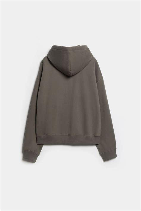 Укороченное oversize худи на молнии хаки цвет - LIME