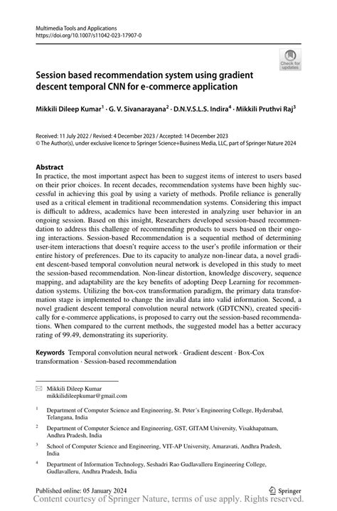 Session Based Recommendation System Using Gradient Descent Temporal Cnn
