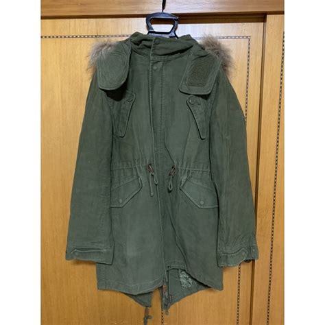 日本品牌sly軍綠色長版軍裝n3b泰迪熊毛毛內裡保暖外套連帽可拆多穿法 蝦皮購物