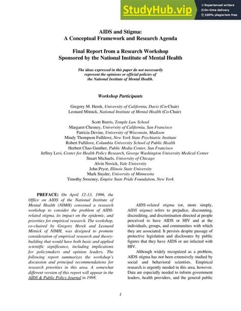Aids And Stigma A Conceptual Framework And Research Agenda Final Report
