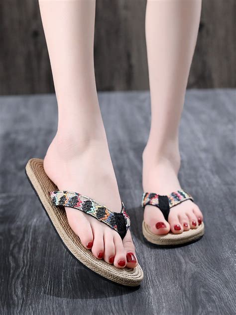 Braided Strap Decor Wide Fit Flip Flops Womens Flip Flops Casual Summer Heels Fashion Boots