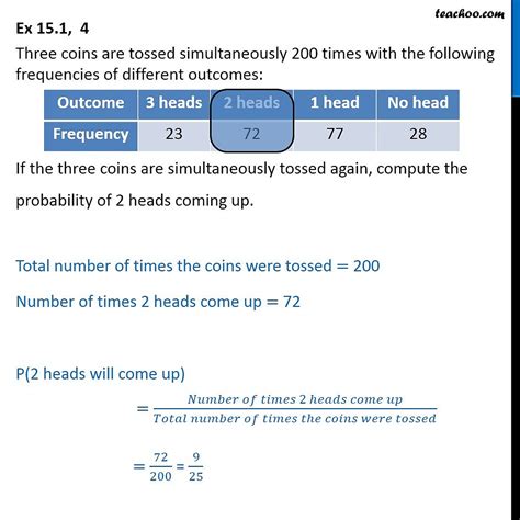 Question 4 Three Coins Are Tossed 200 Times With The Questions B