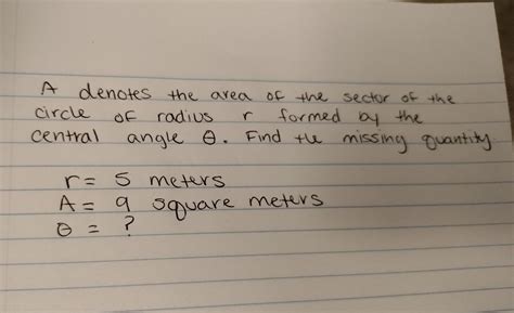 Solved A Denotes The Area Of The Sector Of The Circle Of