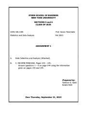 Analyzing Statistics Assignment 1 Data Collection And Analysis Course Hero