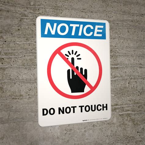 Notice Do Not Touch Wall Sign