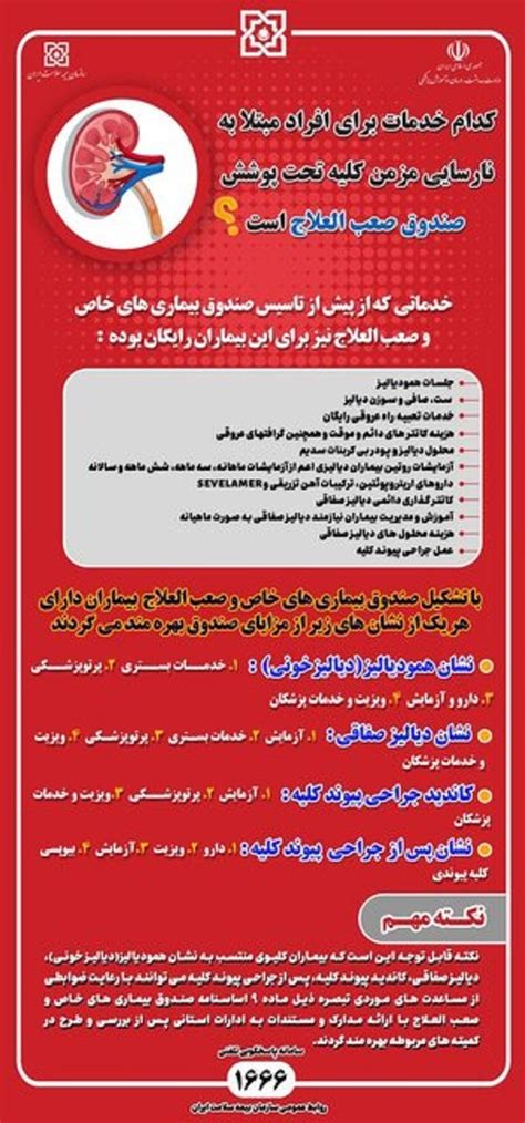 جزئیات خدمات تحت پوشش صندوق بیماری‌های صعب‌العلاج برای بیماران کلیوی