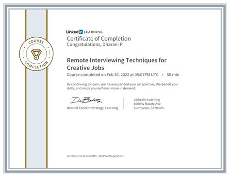 Dharani Pathmanaban On Linkedin Certificate Of Completion