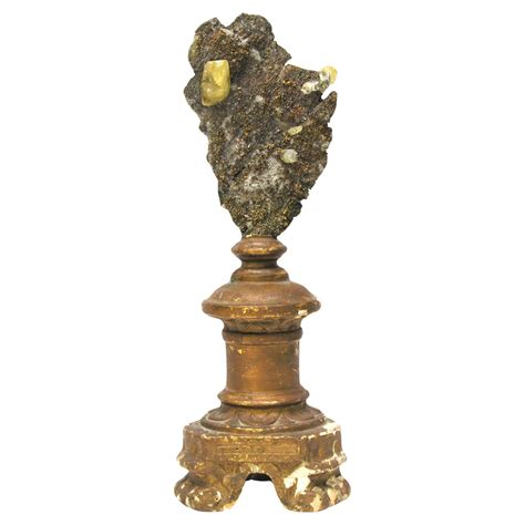 18th Century Italian Gilded Fragment With Chalcopyrite And Pyrite In