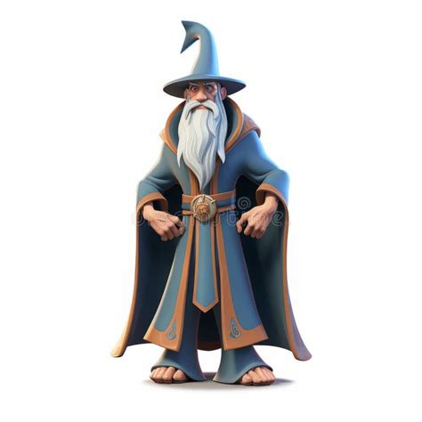 3d Cel затененный колдун в полной позе тела на белом фоне Иллюстрация