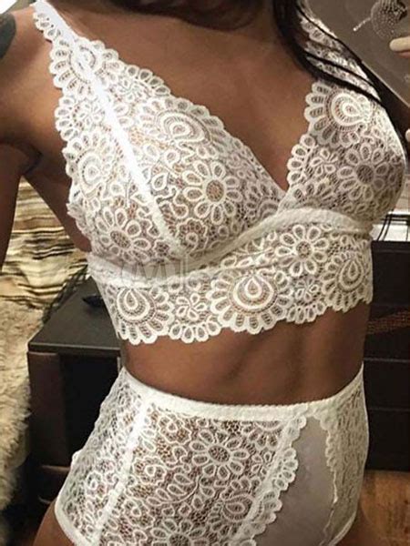 White Lace Bra Set 2 Piece Sexy Lingerie For Women