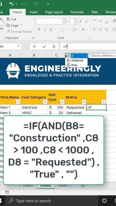 Combination Of If And And Function Engineeringly Shorts Excel