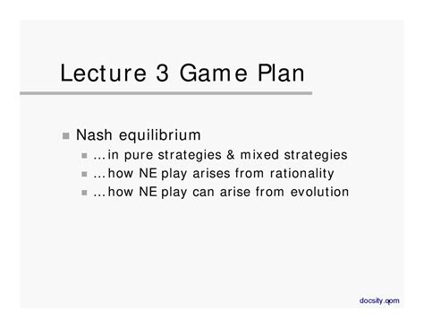 Nash Equilibrium Game Theory For Managers Lecture Slides Docsity