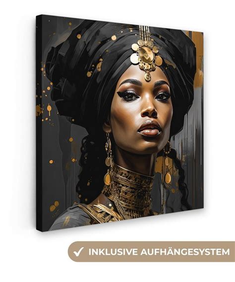 Onemillioncanvasses® Leinwandbild Frau Gold Schwarz Luxus
