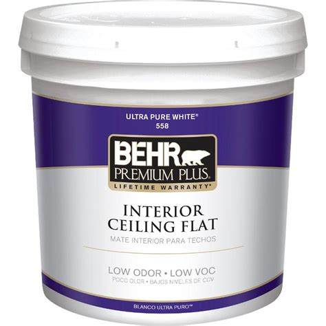 BEHR Premium Plus 2 Gal White Flat Ceiling Interior Paint 55802 The
