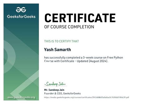 Yash Samarth On Linkedin Just Completed A Python Course From