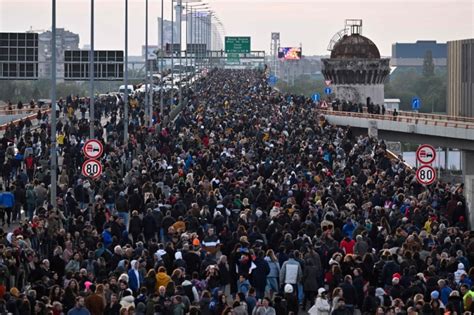 Protesters Block Motorway In Serbian Capital After Mass Shootings