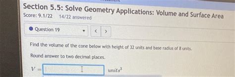 Solved Section 55 Solve Geometry Applications Volume And